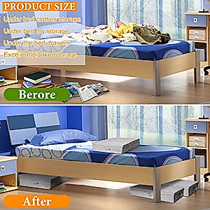 Chumia 6 Pcs Under Bed Storage with Lids and Handle Large Under Bed Storage Containers Foldable Stackable Blanket Storage Sturdy Drawer Box Organizer Bins for Clothes Shoes Pillows Toys Quilts, Gray