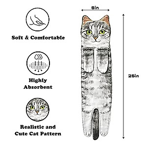 AGRIMONY Cat Funny Hand Towels for Bathroom Kitchen - Cute Decorative Cat Decor Hanging Washcloths Face Towels Super Absorbent Soft - Housewarming Gift for Cat Lovers - Gray
