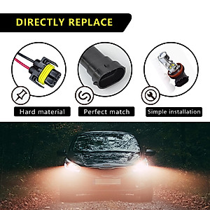 Dewkou 2 PCS H11 Car Light Wire Socket Connector, Extension Wiring Harness Sockets with Wires, Multi-Purpose Pigtail Adapter Plug for Fog Light High Low Beam Bulb (Black)