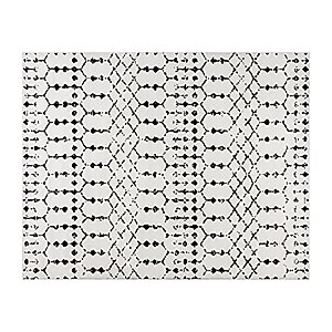 Flash Furniture Geometric Bohemian Low Pile Rug - 8' x 10' - Ivory/Black
