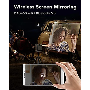 Portable Projector Native 1080p 4K Supported, 2.4G/5G WiFi Projector, 9000Lumens, 4D Keystone Correction, Zoom, 120" Big Screen Home Theater Projector Compatible with HDMI, USB, TV Stick