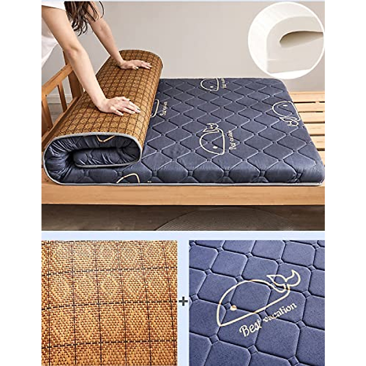 Yopeango King Size, Cool Gel Infused Memory Foam and Pocket Spring Mattress, Bed in a Box,Blue A-120X190cm
