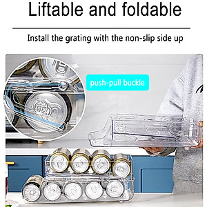 Auto Rolling Soda Can Organizer,2 Tire Pop Soda Can Dispenser with Lid for Refrigerator Kitchen Pantry,Cabinet Canned Food