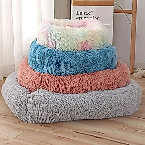 Square dog bed plush solid color pet bed cat mat for small, medium and large pets super soft winter warm sleeping mat 43x35x20cm pink