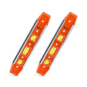 RONGPRO 9 Inch Torpedo Level Magnetic Box Level, Measuring Shock Resistant Torpedo Level with 45°/90°/180° Bubbles, Orange - 2 PCS