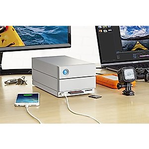 LaCie 2big Dock RAID 16TB External RAID Hard Drive HDD with SD Card CF Card Slots, for Mac and PC Desktop Data Redundancy Thunderbolt 3 USB-C USB 3.0, 1 Month Adobe CC, Data Recovery (STGB16000400)