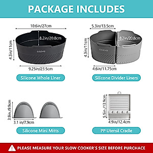 Crockpot Liner, Silicone Crockpot Liner Reusable, Crockpot Divider Insert, Crock Pot Dividers Silicone, Crock Pot Liners, Fit Oval Slow Cooker 6 Quart -COZVO 6pc-Slow Cooker Liners, Crockpot Liners