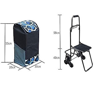 XDMINGY Folding Shopping Cart, Hand Truck Climbing Stairs Shopping Cart Folding Shopping Cart Portable Pull Cart Hand Trailer Pull Car Grocery Utility Carts(Color:B), 50x40x98cm