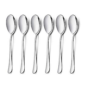 Serving Spoons X 6, HaWare 9.8 inches Large Size Stainless Steel Serving Spoon, Elegant Design for Kitchen/Buffet/Party, Mirror Polished and Dishwasher Safe(6 Pack)
