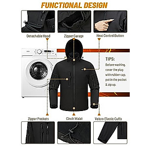 NEW VIEW Men's Heated Jacket with 10000mAh Battery Pack,Electric Heated Coat Rechargeable for Winter Outdoors Hunting Fishing