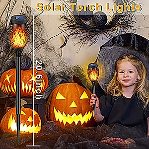 New Huing 14 Pack Solar Torches with Flickering Flames, 12LED Tiki Torch Solar Lights Waterproof Outdoor Mini Solar Torch Lights for Garden, Patio, Yard, Pathway and Christmas Decoration