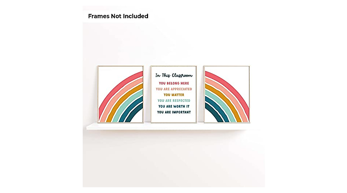 Inspirational Classroom Wall Art - 3-Piece Rainbow Set | Motivational Decor
