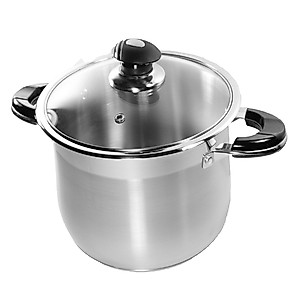 10 Qt Stock Pot 18/10 Stainless Steel Super Double Capsulated Bottom w/Glass Lid