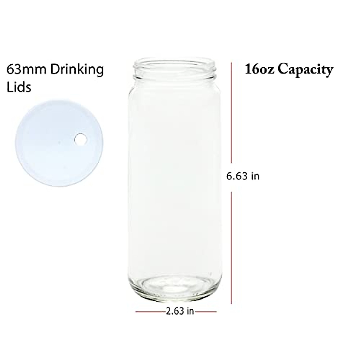 Jarming Collections - Reusable Glass Smoothie Jars with Lids & Straws - Glass Jars with White Plastic Lids & Metal Straws, Jar Tumblers for Iced Coffee Glass, Smoothies, Milk Shakes (White, Pack of 2)