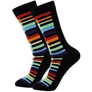 xiaomaizi Men's Funny and Crazy Music Dress Socks Novelty Cotton Casual Cool Crew Scoks for Men Size 9-12 (4 Pairs)