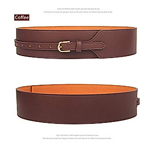 Toptim Women Wide Knotted Belt Design Leather Waistbands Simple Width Belt (Black & Brown, Suit For Waist 27-33.5")
