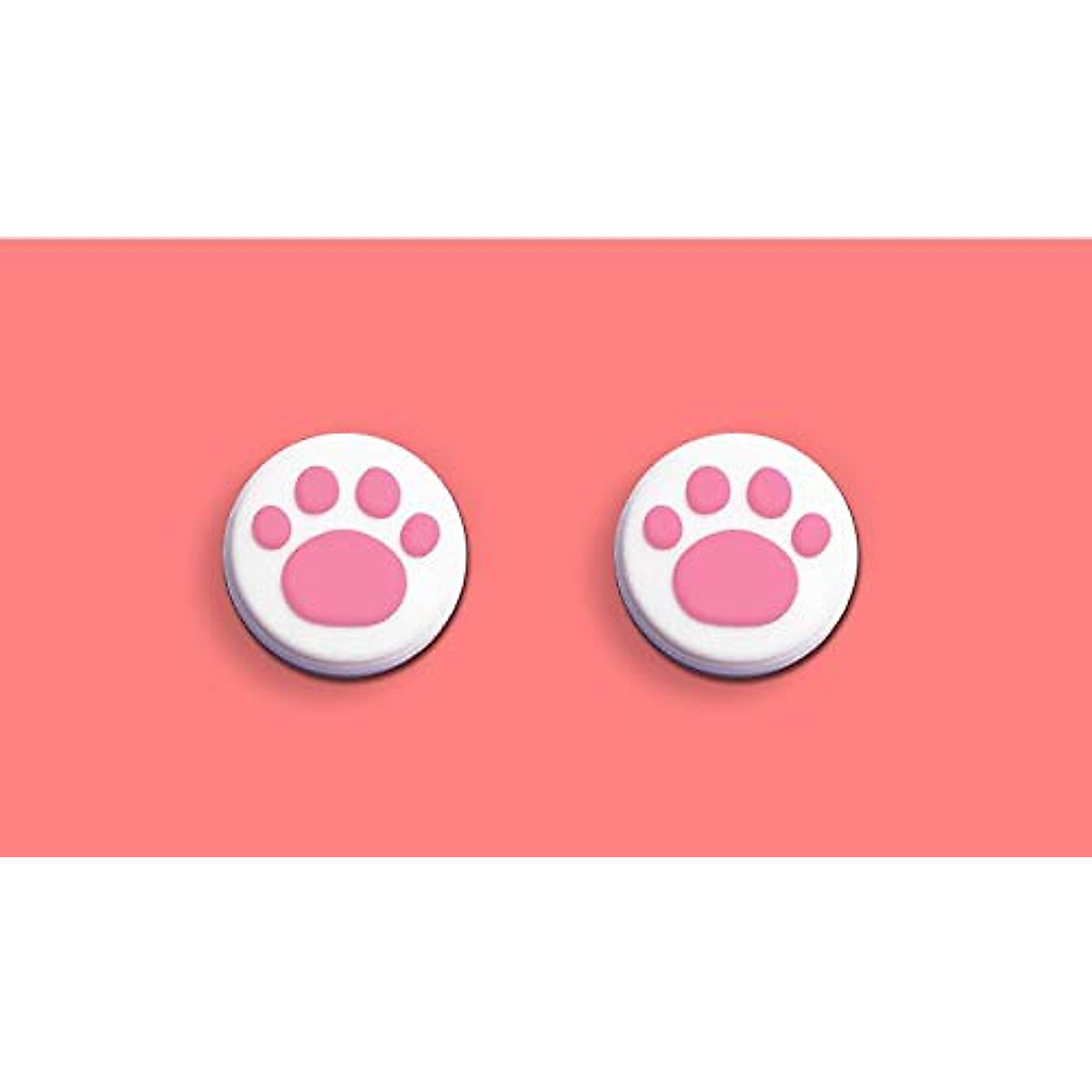 2X Silicone Analog Non-Slip Thumb Grips Stick Cap Case Cover Handle Joystick Button Caps for Nintendo Switch NS & Switch Lite Joy-con Controller Cute Cat Claw (White-Pink)
