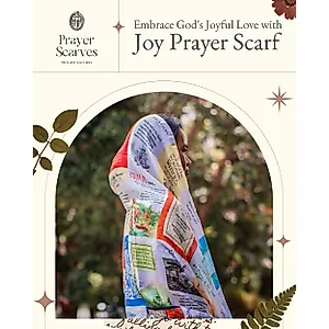 Joy Prayer Scarf - Large, Lightweight Prayerfully Made Bible Verse Shawl, 35x70", Colorful Uplifting, Meaningful Faith Gift (Scarf Only)