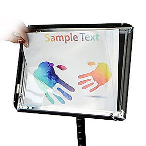 Adjustable Heavy Duty Pedestal Sign Holder Poster Stand - 8.5x11 Inch Vertical & Horizontal Sign Stand Displayed Poster Holder - Steel Square Base Sign Stands for Display, Advertisement & Outdoor Sign