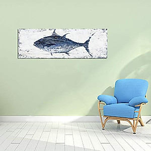 Yihui Arts Canvas Wall Art Abstract Fish Canvas Art- One Panels Nordic Minimalist Painting Large Pictures Canvas Artwork Framed for Home Office Decor