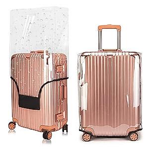 Mulaibdin PVC Luggage Cover, Waterproof Suitcase Cover, Clear Luggage Cover for Suitcase TSA Approved, Dustproof Travel Luggage Sleeve Protector for Wheeled Luggage (28 inch)