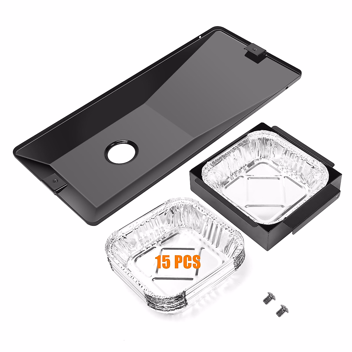 Grease Tray with Catch Pan for Oklahoma Joe's Longhorn Combo Grill, Grease Catcher for Oklahoma Joe's 15202029 12201767 14201767, Comes with 15 Aluminum Liners, Replacement for CHR1767048, CHR1767053