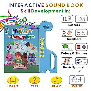 Curious 2 Learn ABC Learning for Toddlers | Learning Resources | English & Spanish Sound Book | Preschool Learning Activities | Educational Learning Toys | 4 Year Old Boy Birthday Gift