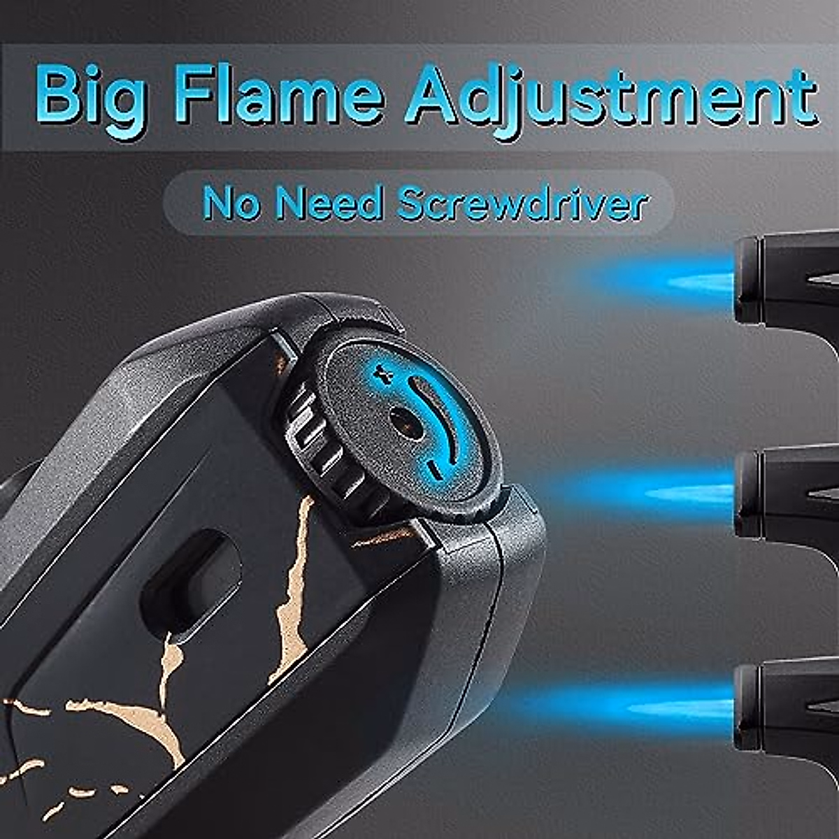 2 Pack Torch Lighter, Zoocura Single Jet Flame Butane Lighters Refillable Torch Lighters Adjustable Gas Lighter Windproof Lighters for Men BBQ Grill Camping (Fuel Not Included)