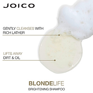 Joico Blonde Life Brightening Shampoo | For Blonde Hair | Add Softness & Smoothness | Sulfate Free | With Monoi & Tamanu Oil | 33.8 Fl Oz