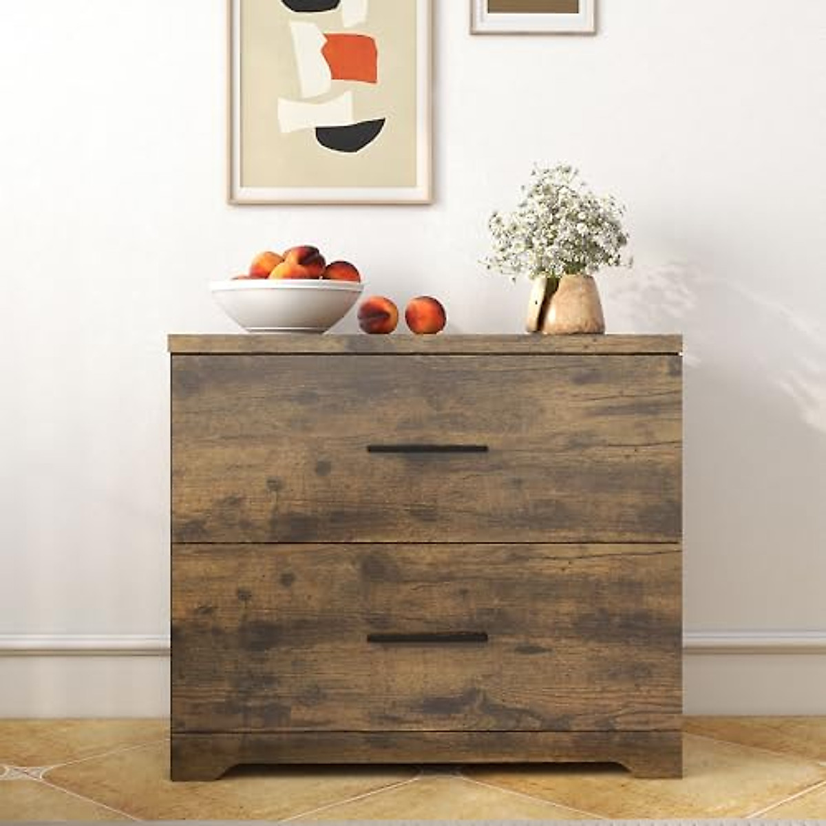 Panana 2-Drawer Wood Lateral File Cabinet, Filing Cabinets Anti-Tilt Mechanism for Home Office Storage Organization, Accommodates Letter/A4/Legal Size, New Heightened Drawer Design Home Office (Wood)