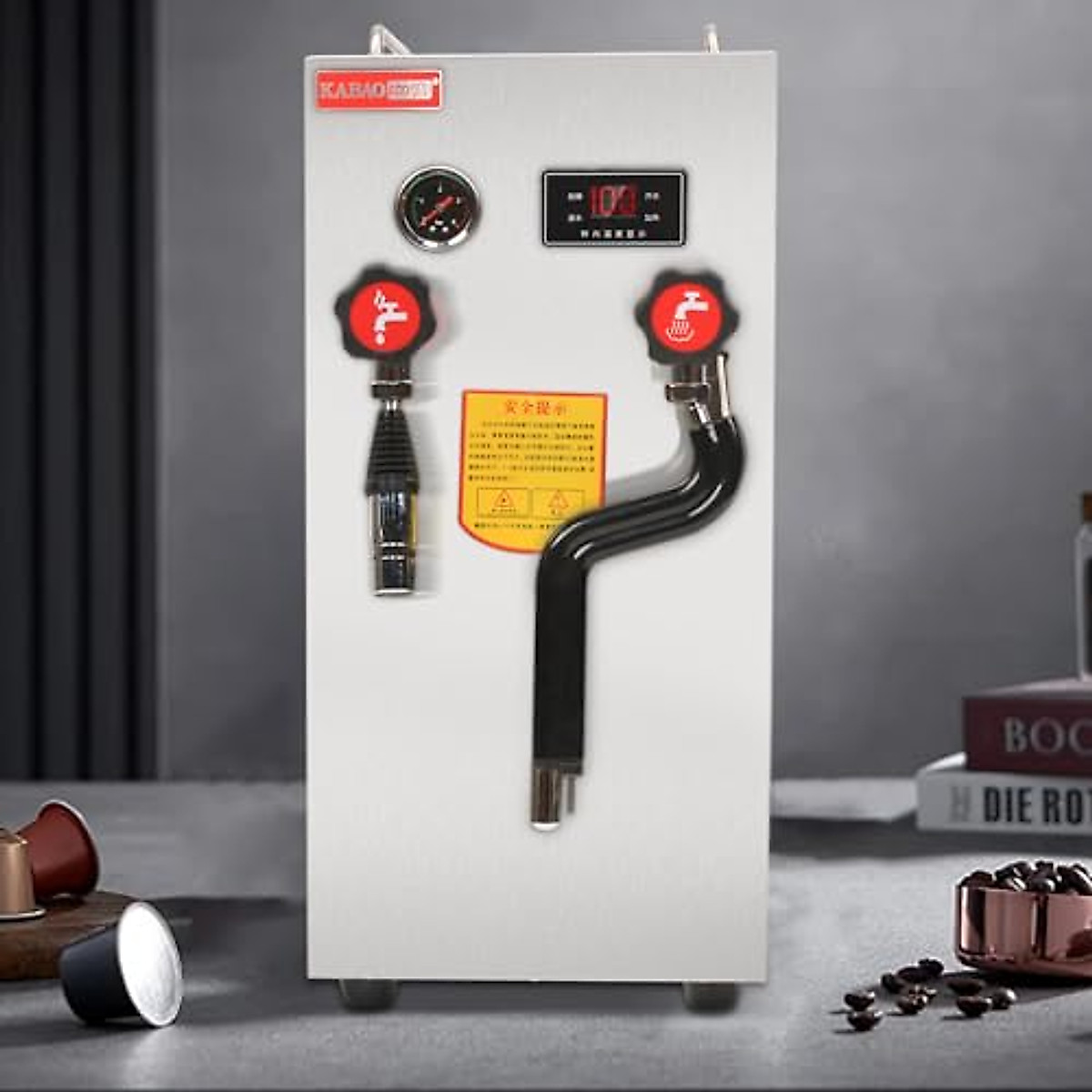 OUGWFYANG Commercial Electric Milk Frother,8L/ 2.1Gal Full-Automatic Steam Boiling Water Frothing Machine with LED Display, Milk Foam Maker for Espresso Coffee Tea Dessert Shop Hotel 2500W 110V