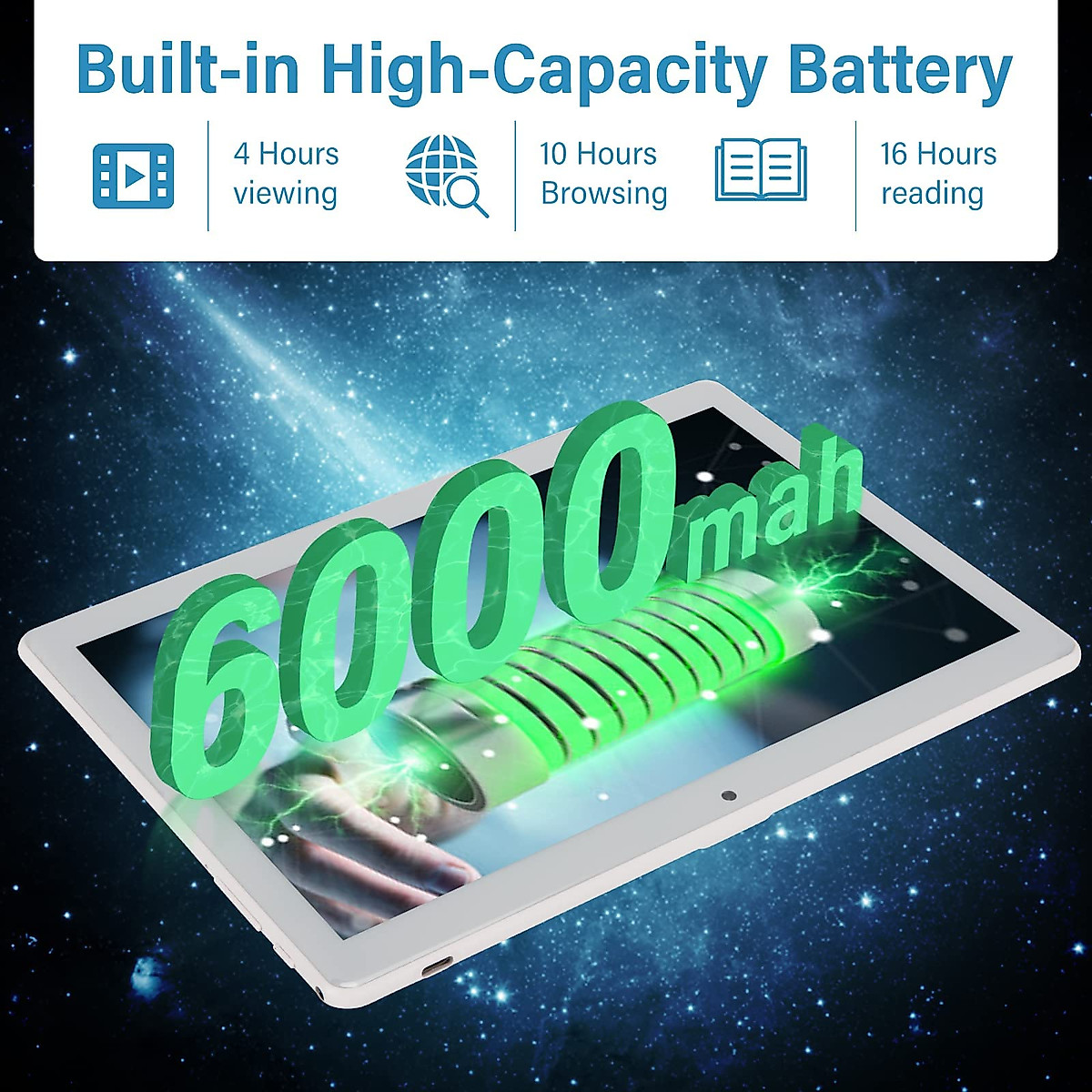 Tablet 10.1 Inch, Android 10.0 Tablets,2GB RAM 32 ROM, Dual 4G Cellular, 2MP+5MP Camera, Octa-Core Processor, WiFi, GPS, Bluetooth, Tablet PC 5000mAh Battery
