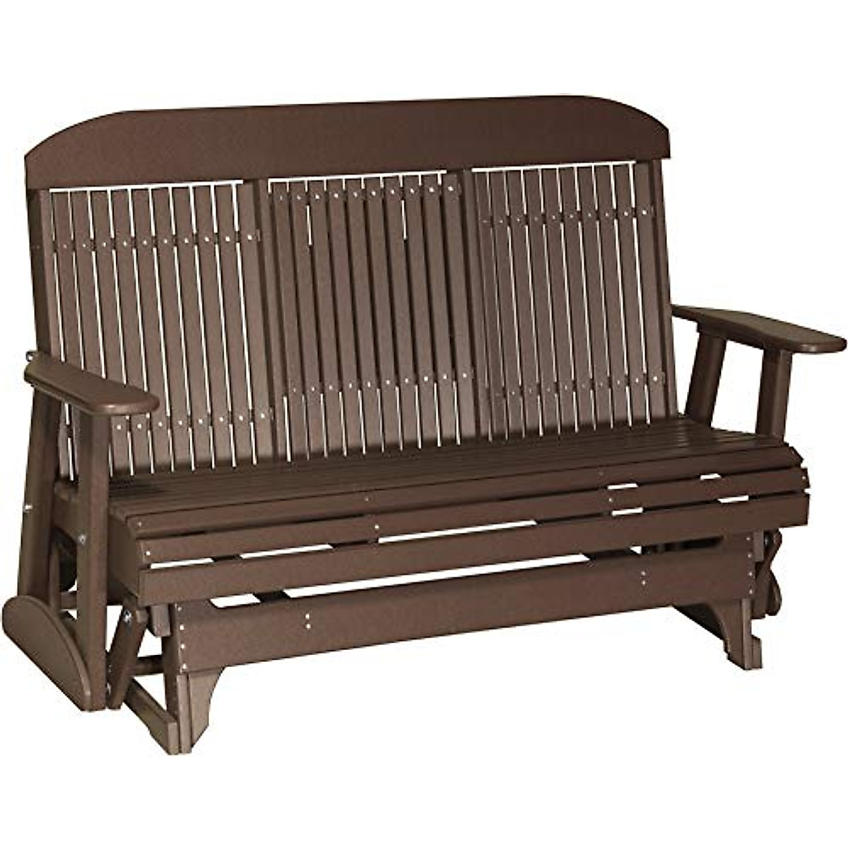 LuxCraft 5' Classic Poly Double Glider with Center Tray (Chestnut Brown)