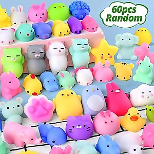 Mochi Squishy Toys FLY2SKY 30Pcs Animal Squishies Party Favors for Kids Stress Relief Toys Kawaii Animal Stress Toys Cat Stress Reliever Squishy Toys Mini Novelty Gifts Seal Rabbit Cat Random Squishys