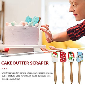 Christmas Spatula Set, 4 Pieces Kitchen Christmas Silicone Spatula Set with Wooden Handle for Baking Cooking and Christmas Gifts ( Assorted Color )