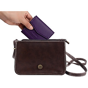 AGBIADD Small Compact Leather Wallet for Women, RFID Blocking Women's Credit Card Holder Pocket Wallet Ladies Purse (purple)