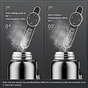 Insulated Water Bottle, 28oz Large Capacity Stainless Steel Thermos Portable Vacuum Travel Cup with Rope for Coffee Hot and Cold Drink