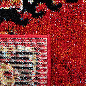 SAFAVIEH Vintage Hamadan Collection Area Rug - 5'3" x 7'6", Red & Black, Traditional Oriental Design, Non-Shedding & Easy Care, Ideal for High Traffic Areas in Living Room, Bedroom (VTH251Q)