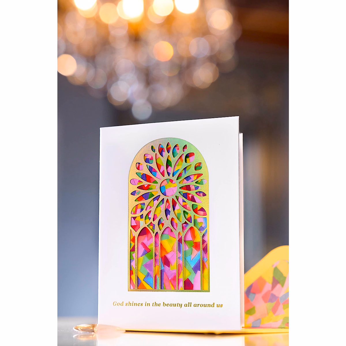 Papyrus Religious Birthday Card - Illustrated by Sandra K Pena (God Shines In You, Stained Glass)