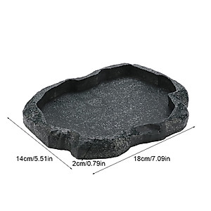 Ejoyous Reptile Rock Food Dish Water Bowl, Resin Terrarium Feeder Feeding Bowl for Tortoise Lizard Amphibian Hermit Turtles (M)