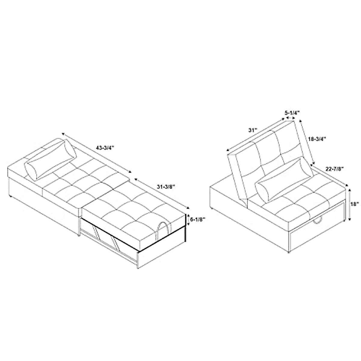 Powell Furniture Linon Boone Upholstered Convertible Sofa Bed in Blue