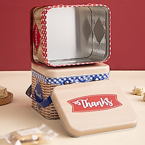 LONG TAO 2 Pcs Cookie Jar Jars Candy Cookie Tins Sugar Cans Food Storage Containers Storage Box with Handle and Lid for Home Kitchen Counter Decorative Snack Storage (Red)