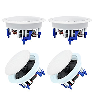 Herdio 5.25” Flush Mount Bluetooth Ceiling Speaker System Max Power 600 Watts Perfect for Humid Indoor Outdoor, Kitchen,Bedroom,Bathroom,Home Theater,Covered Porches(4 Pcs)