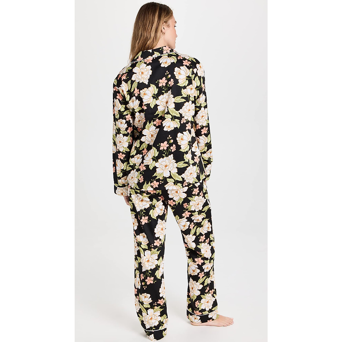 BedHead Pajamas Women's Long Sleeve Classic PJ Set, One Fine Day, Black, Floral, S