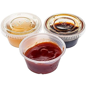 TashiBox 400 Sets - 2 oz Jello Shot Cups with Lids, Small Plastic Portion Cups with Lids, Disposable Condiment Containers for Sauce