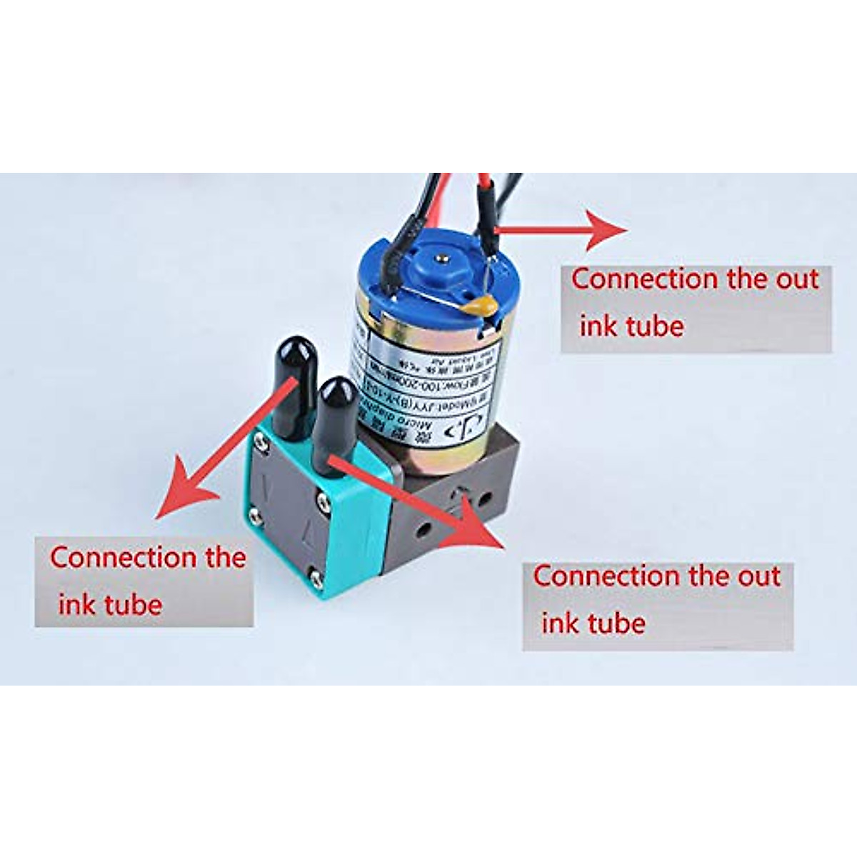 H-E Original JYY (B)-Y-10-1 Micro Diaphragm Pump Ink Pump for Infiniti/Crystaljet/Gongzheng/Flora Inkjet Printers (DC 24V, 3W, 100-200ml / min)