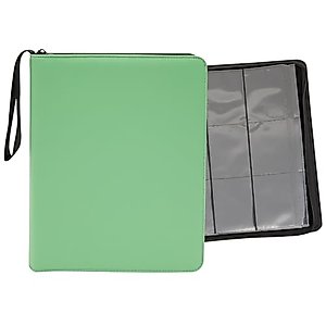 Okuna Outpost Trading Card Binder with 9-Pocket Plastic Sleeves, Zipper Organizer for 360 TCG Cards (Green)