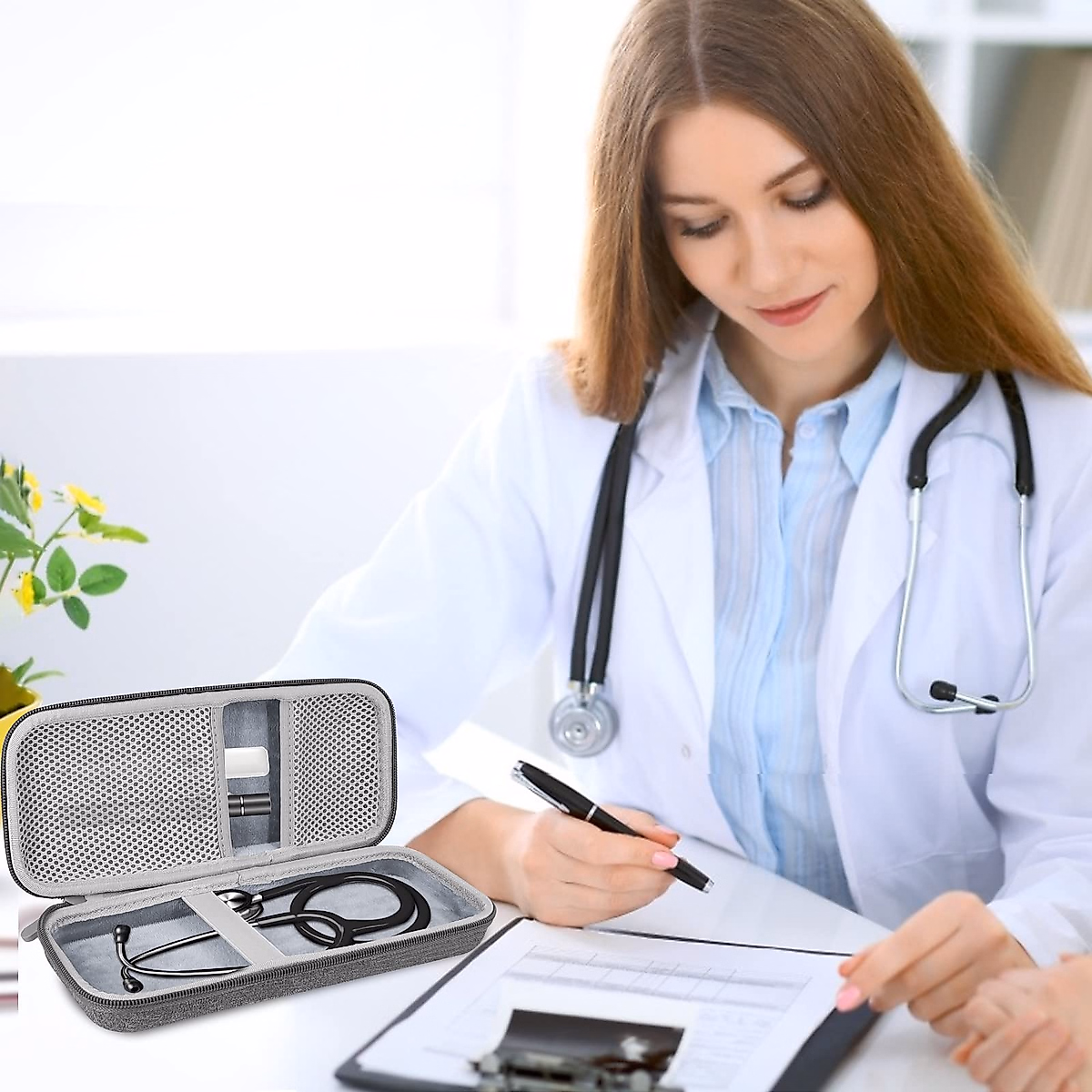 Hard Stethoscope Case,EVA Stethoscope Bag Carrying Case Fit for Home Medical Nurses Doctor Stethoscope and Accessories(Black)