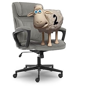 Serta Executive Office Chair Ergonomic Computer Upholstered Layered Body Pillows, Contoured Lumbar Zone, Base, Fabric, Black/Grey