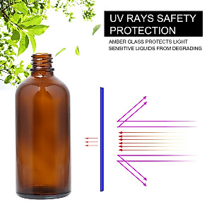 Hydior Amber Glass Spray Bottles for Essential Oils, 4oz Empty Small Fine Mist Spray Bottle 2 Pack